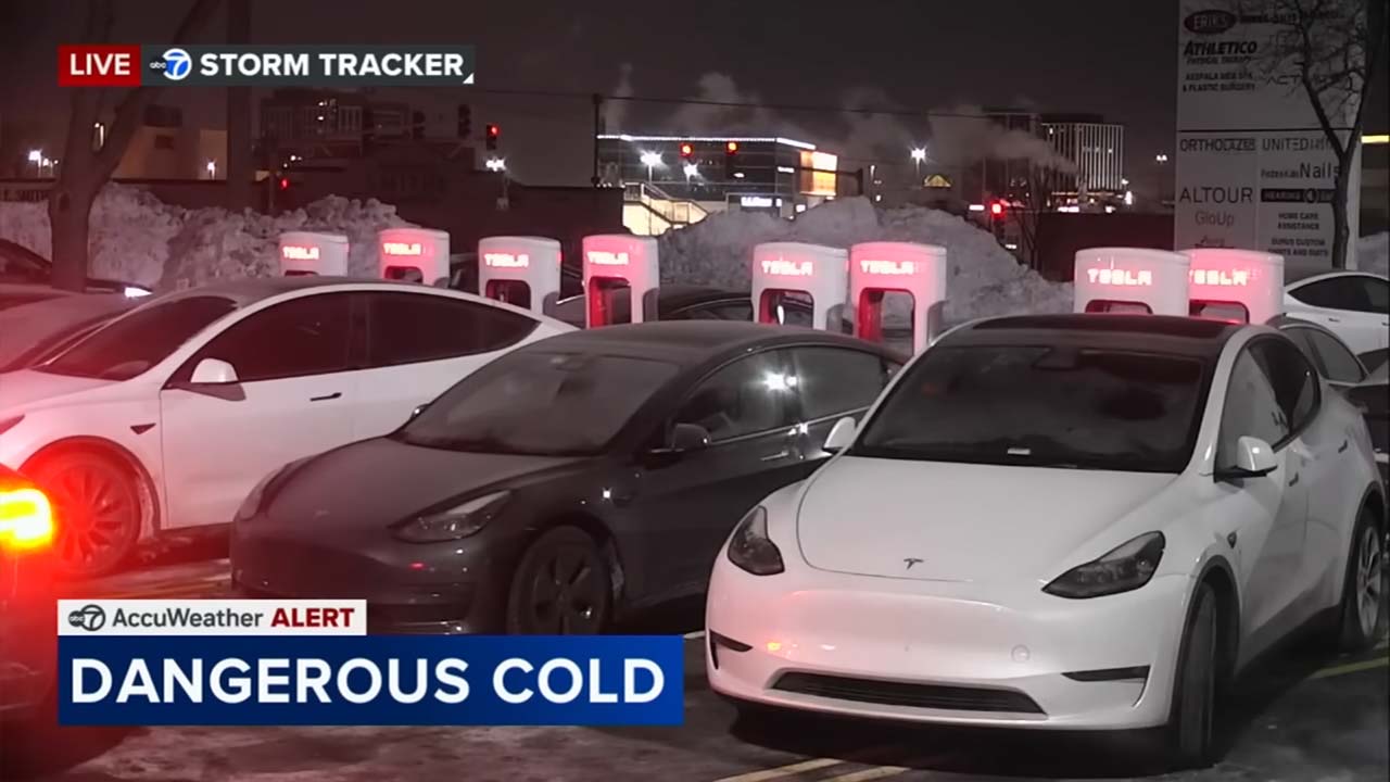 Tesla Vehicles Stranded After Bitter Chicago Cold Freezes Charging ...