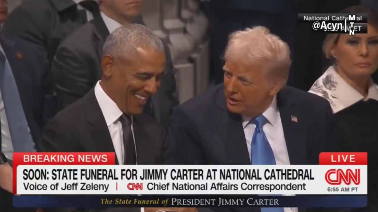 Presidents Trump & Obama Have Cordial Conversation At Jimmy Carter's ...
